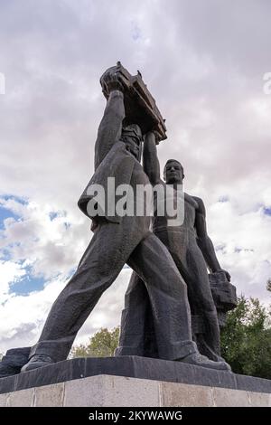 "Miners' Glory" Monument, sculpture depicting workers. Soviet monuments ...