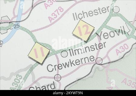 Ilminster, United Kingdom atlas map town name Stock Photo - Alamy