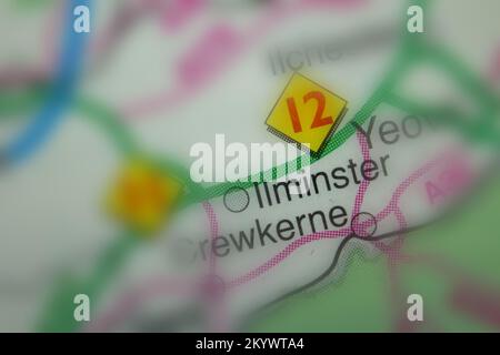 Ilminster, United Kingdom atlas map town name - line drawing Stock ...