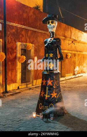 Mexican papier mache statue in the historical downtown of Oaxaca Mexico ...