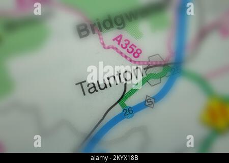 Taunton, United Kingdom atlas map town name - black and white Stock ...