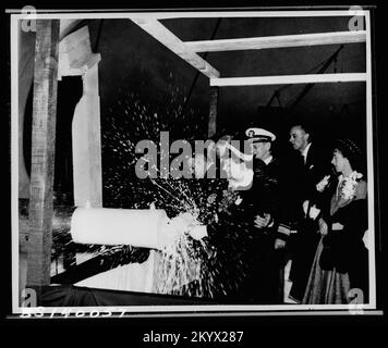 WORLD WAR II: TORPEDO NET. /nA U.S. Navy ship laying an anti-torpedo ...