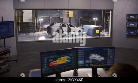 3D animation of eco-friendly electric vehicle experimental crash test ...