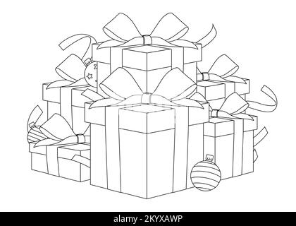 Present Boxes Coloring Book Page In Letter Page Size Children Coloring ...