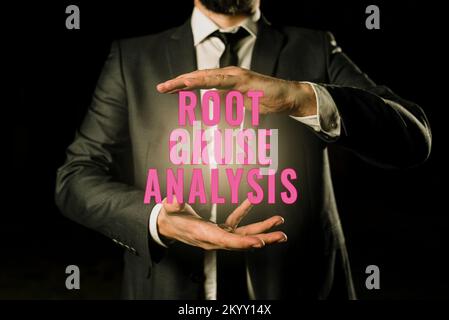 Conceptual caption Root Cause Analysis. Word for Method of Problem Solving Identify Fault or ...