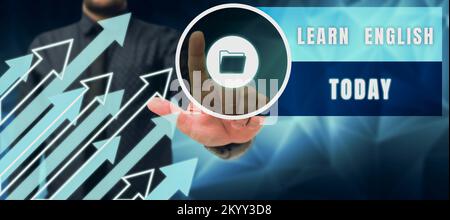 Handwriting text Learn English Today. Concept meaning gain or acquire ...