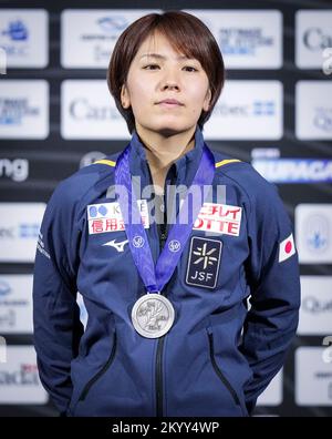 Konami Soga of Japan her teammate Yukino Yoshida catch their breath ...