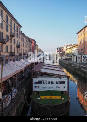 Milano, Italy - November 2022 Navigli area Senigalia antques market ...