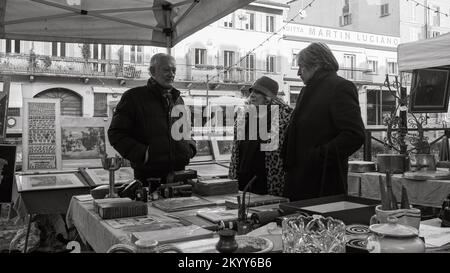 Milano, Italy - November 2022 Senigalia antique market in Navigli canal ...