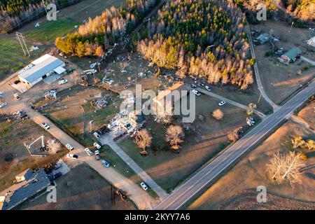 Steens, MS - November 30, 2022: Tornado damage aftermath to homes and ...