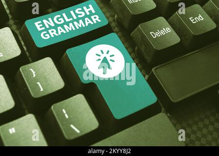 Handwriting text English Grammar. Business concept courses cover all ...