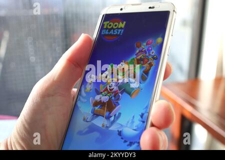 Tokyo, Japan, November 2022. An app for Toon Blast! for smartphones ...