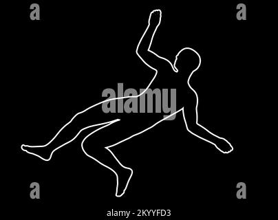 Illustration of victim crime line silhouette on black background Stock ...