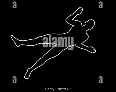 Illustration of victim crime line silhouette on black background Stock ...