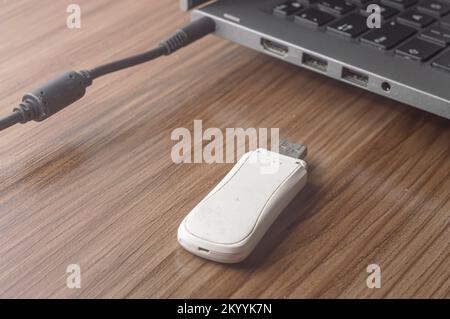 Old modem used to connect the internet via cell phone chip, being ...