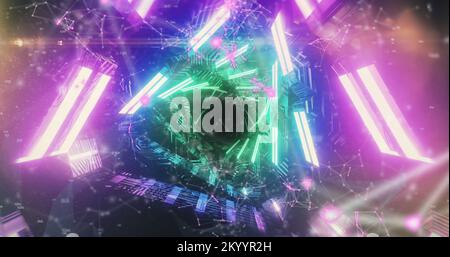 Flickering QR code against glowing tunnel Stock Photo - Alamy