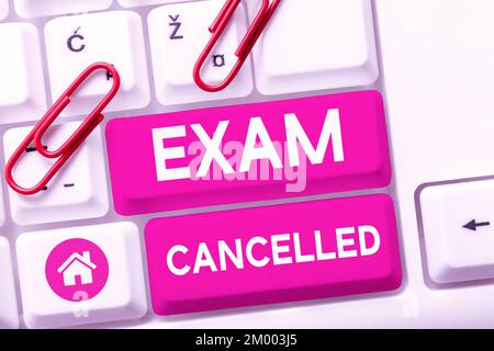 Handwriting text Exam Cancelled. Business overview the precise ...