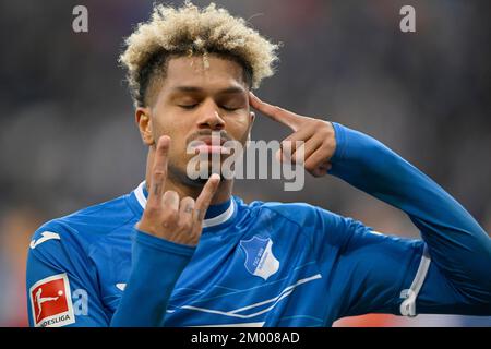 Goal celebration Georginio Rutter TSG 1899 Hoffenheim (33), gesture ...