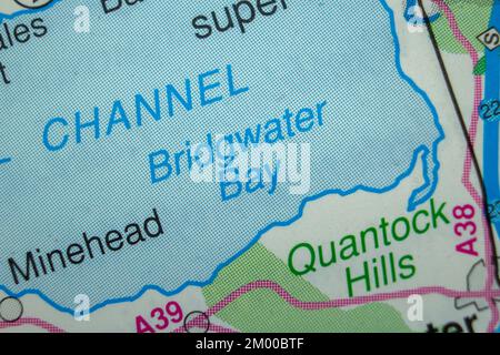 Bridgwater Bay, United Kingdom atlas map town name - tilt-shift Stock ...