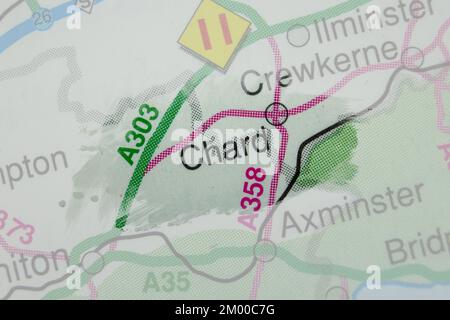 Chard, United Kingdom atlas map town name - watercolour Stock Photo - Alamy