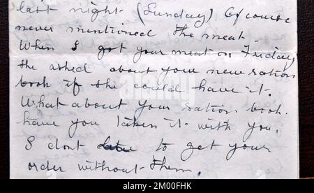 Extract of an antique, old,1940's handwritten letter with typical ...