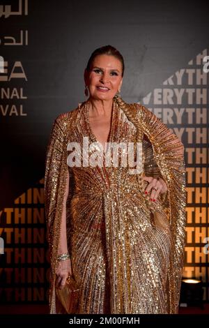 Egyptian actress Yousra walks the red carpet as she arrives for the ...