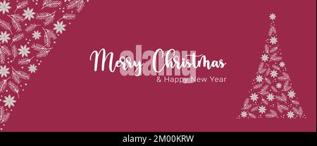 Viva magenta tree border. Vector color of the year woodland washi tape ...