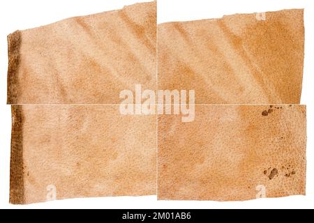 Collection of brown leather textures isolated on white background ...