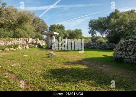 Talaiotic prehistoric monument, Menorca. This stone monument (taula) is ...