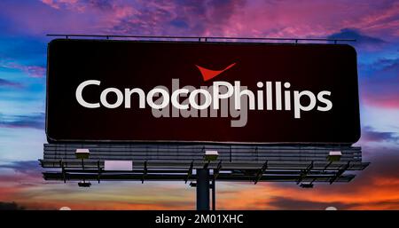 Advertisement billboard displaying logo of ConocoPhillips Stock Photo ...