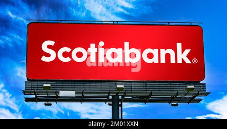 Advertisement billboard displaying logo of Scotiabank Stock Photo - Alamy