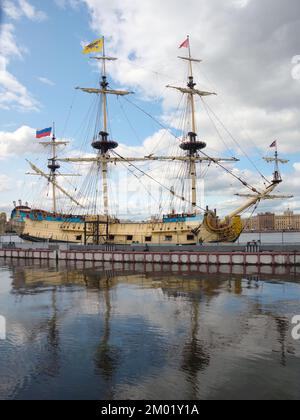 Ship of the line Poltava, the replica of historical ship, anchored in ...