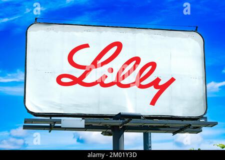 Advertisement billboard displaying logo of Eli Lilly and Company Stock ...