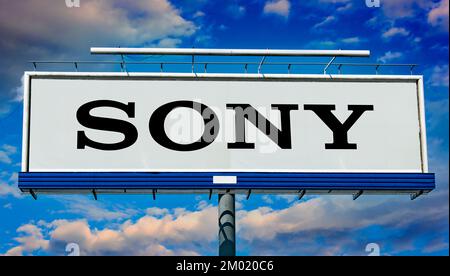 Advertisement billboard displaying logo of Sony Stock Photo - Alamy