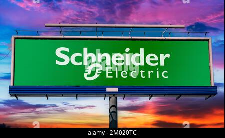 Advertisement billboard displaying logo of Schneider Electric Stock ...