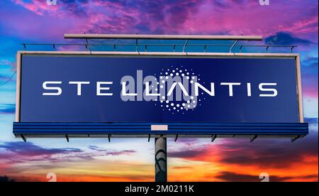 Advertisement billboard displaying logo of Stellantis Stock Photo - Alamy