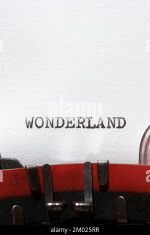 Wonderland word written with a typewriter Stock Photo - Alamy