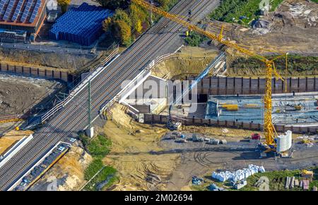 Luftbild, geplanter Haltepunkt in Westtünnen, Baustelle am Südfeldweg ...