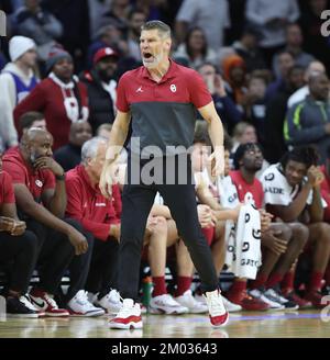 Oklahoma head coach Porter Moser speaks to the media during Big 12 NCAA ...
