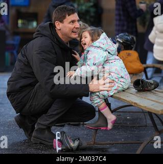 B.C. Premier David Eby and his wife Cailey Lynch put on skates as their ...