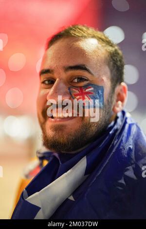 AL RAYYAN, QATAR - DECEMBER 3: Supporter of Argentina poses for a photo ...