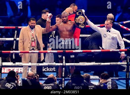 Daniel Dubois (centre) celebrates after winning his WBA World ...