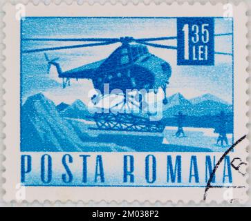 Mil Mi-3 helicopter, postage stamp, Romania, 1968 Stock Photo - Alamy