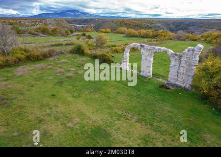 Aerial view on the arches of the Burnum principium in Krka National ...