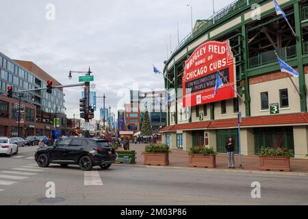 Wrigley Field at Clark and Addison Streets, Chicago, Illinois Stock ...