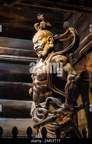 Zenkoji Temple wooden statue at the gates of ancient demon protection ...