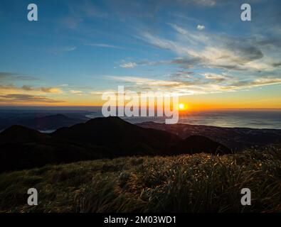 Sunset aerial landscape from Datunshan at Taipei, Taiwan Stock Photo ...