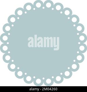Circle scalloped frame. Scalloped edge round shape. Simple label ...