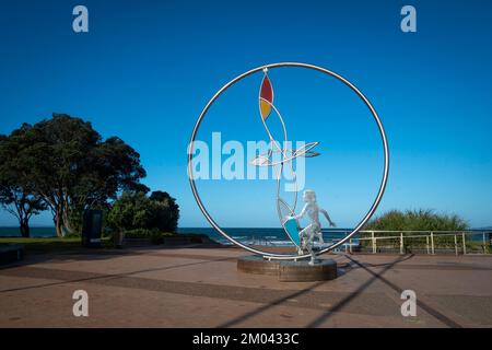 Sculpture with a water feature in Moana Reserve, Orewa, Auckland, North ...
