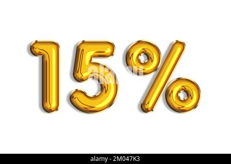 15% off discount promotion sale made of realistic 3d gold helium ...